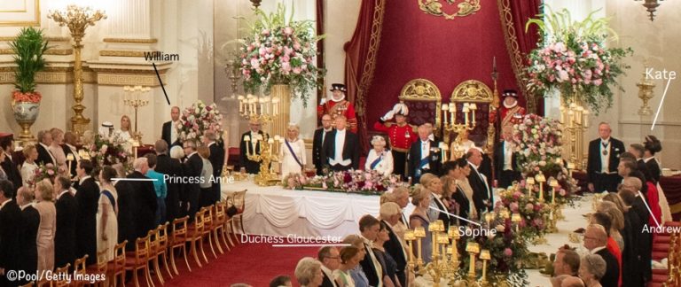 The Duchess in Alexander McQueen and Glittering Jewels for State Dinner ...