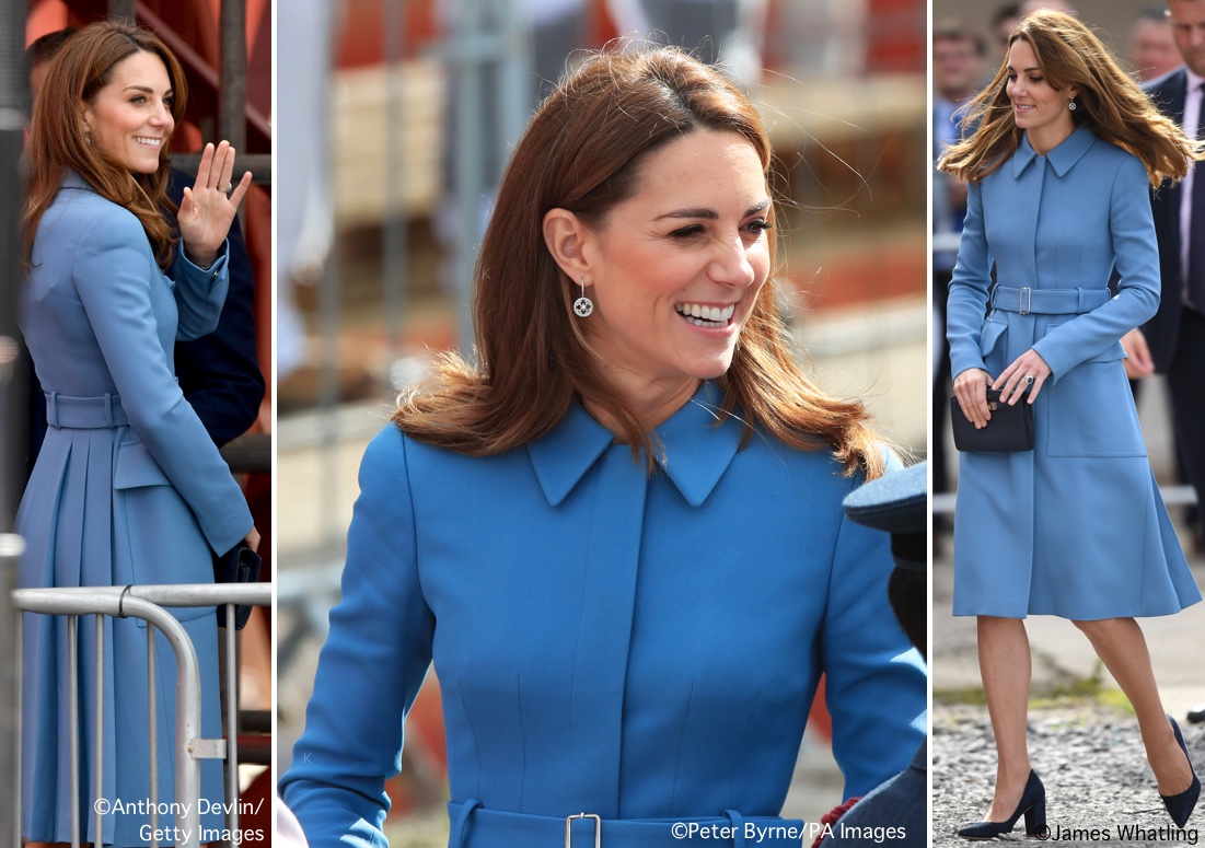 Kate Birkenhead Blue McQueen Utility Coat Three 3 Shots Montage Sept 26 ...