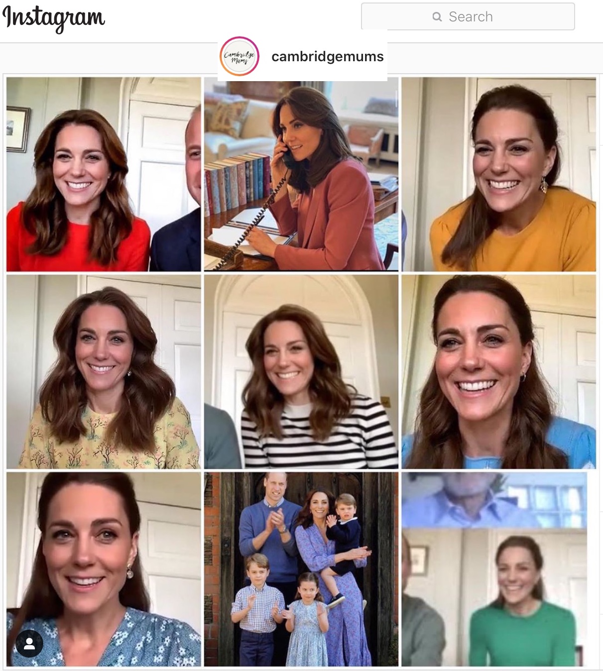 Kate WEars Rainbow Cambridge Mums Instagram Screengrab May 12 2020 ...