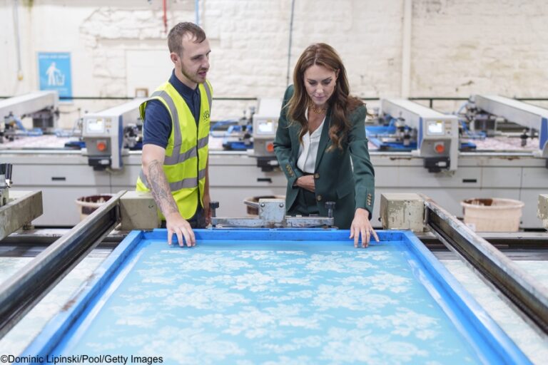The Princess in Burberry for Visits to Heritage Textile Mills – What ...